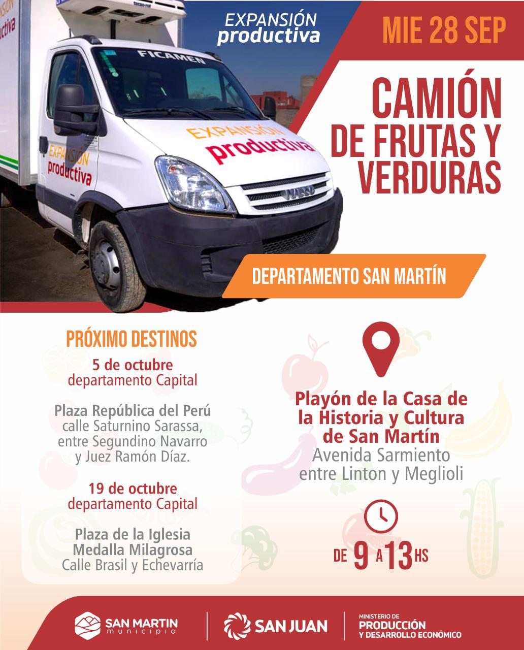 El camión de frutas y verduras llega este miércoles a San Martín